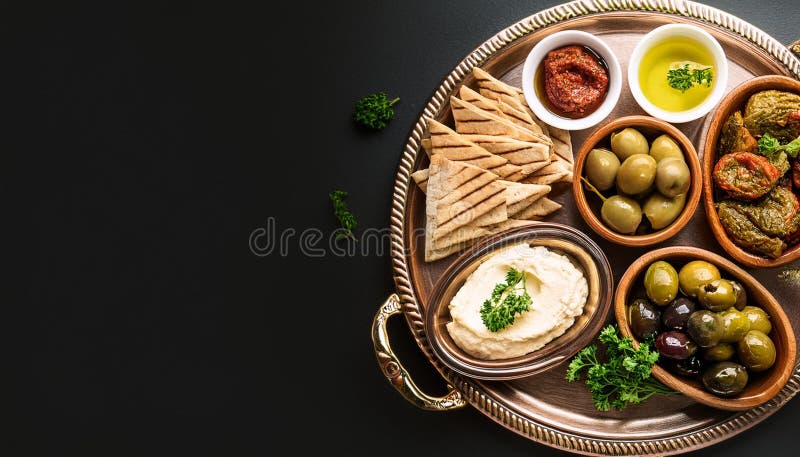 Mediterranean Meze Starter Platter. Mediterranean or Middle Eastern ...