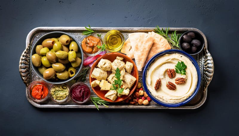 Mediterranean Meze Starter Platter. Mediterranean or Middle Eastern ...