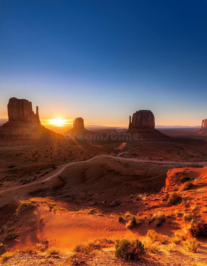 Arizona Sunrise. Beautiful Sunrise Over Iconic Monument Valley, Arizona ...