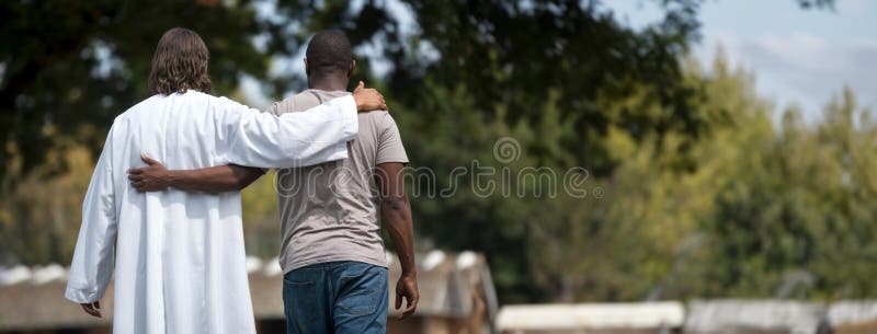 Jesus Walking with His Follower Stock Illustration - Illustration of ...