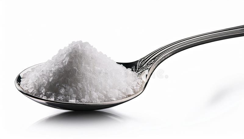 Table Salt Powder on Isolated Metal Teaspoon Stock Illustration ...