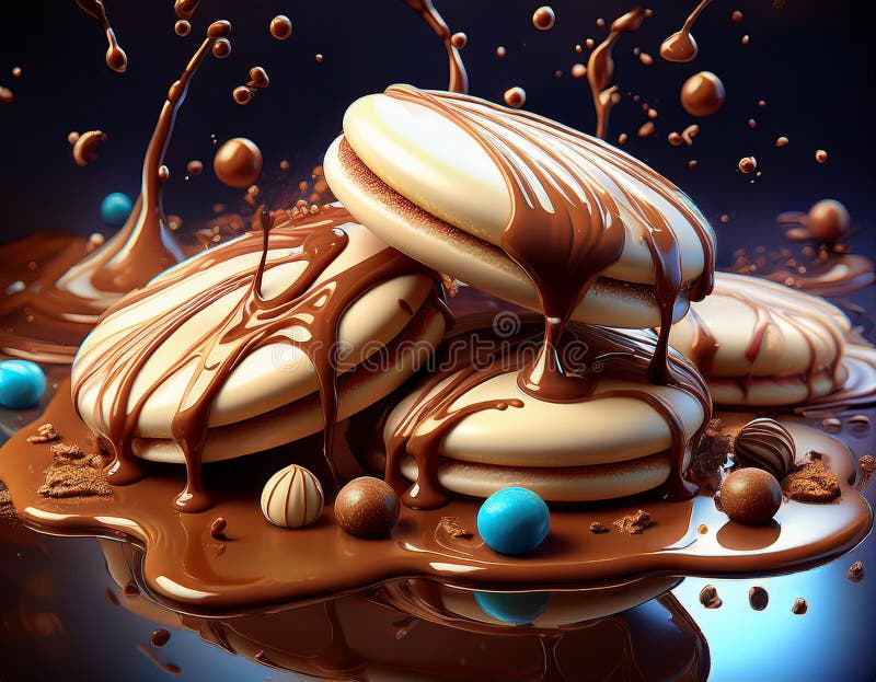 White Chocolate Cookies with Chocolate Cream Splash Stock Illustration ...