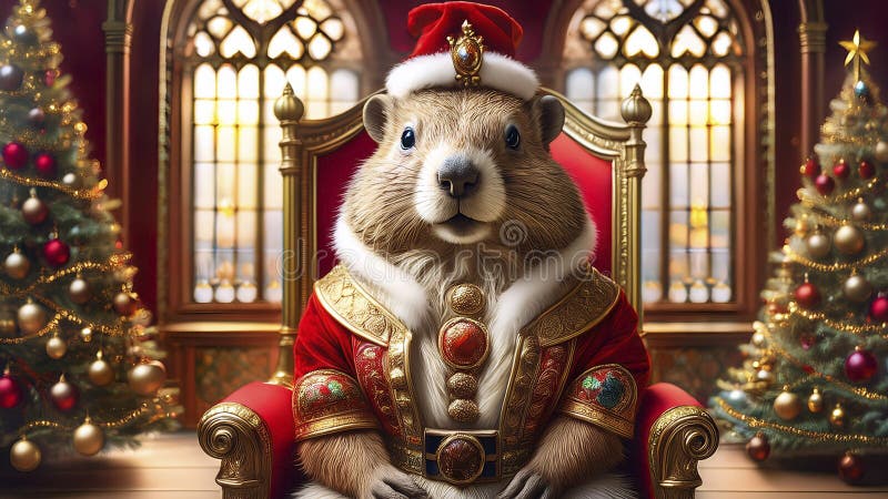 Baroque Holiday: Groundhog Celebrates Christmas in Style Stock ...