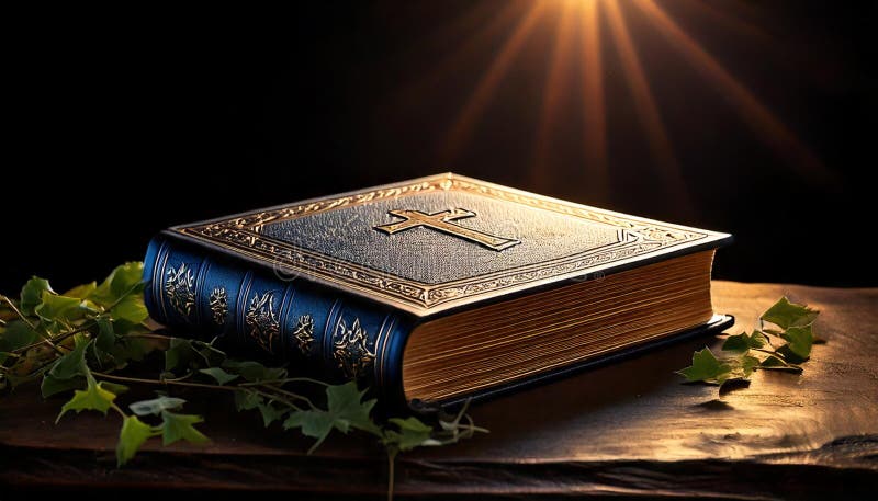 Generated Image?a Bible in a Room Lit by Light, about To Be Read Stock ...
