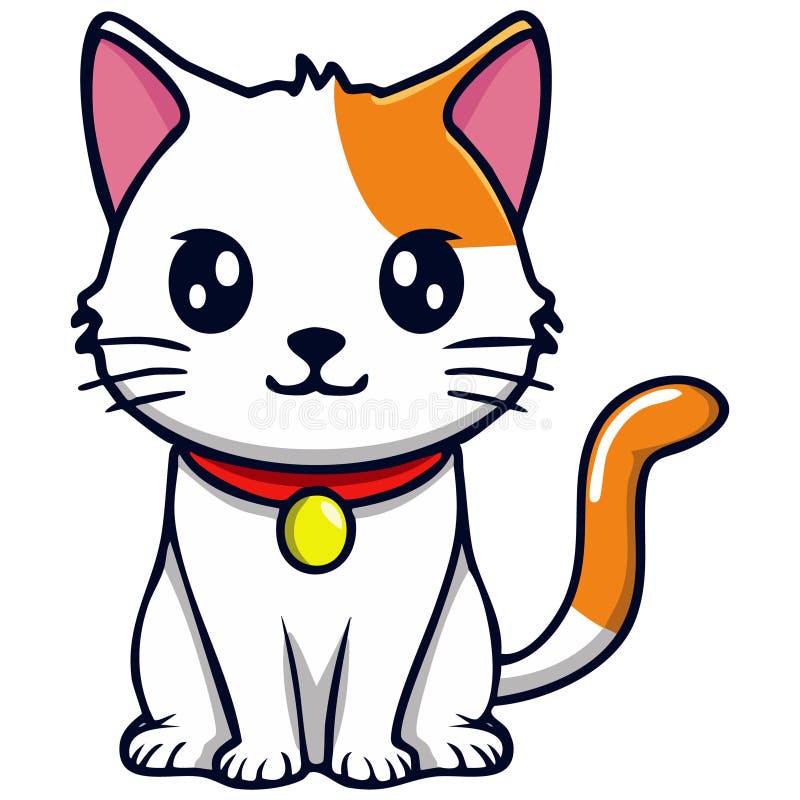 Charming Cartoon Calico Cat Illustration Stock Vector - Illustration of ...