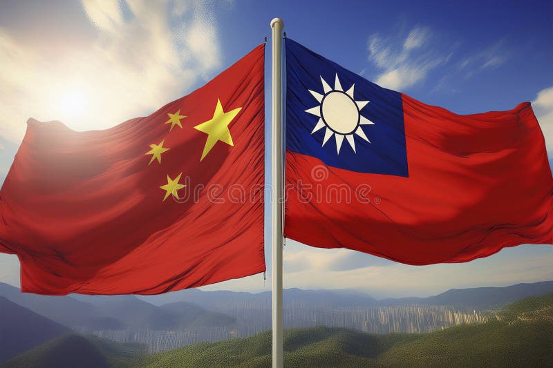 China VS Taiwan. China Flag. Taiwan Flag. Conflict between Both ...