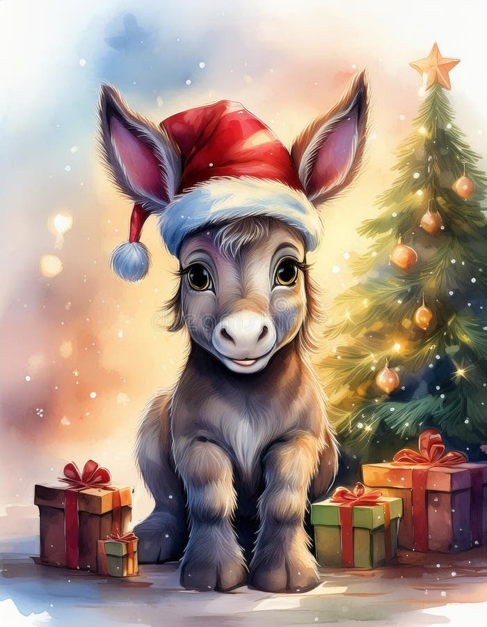 Christmas donkey cartoon stock image. Image of cute - 341044225
