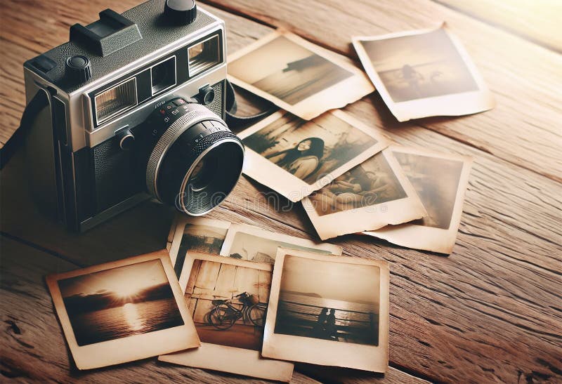 Generated Image a Classic Polaroid Camera Resting Next To Faded Photos ...