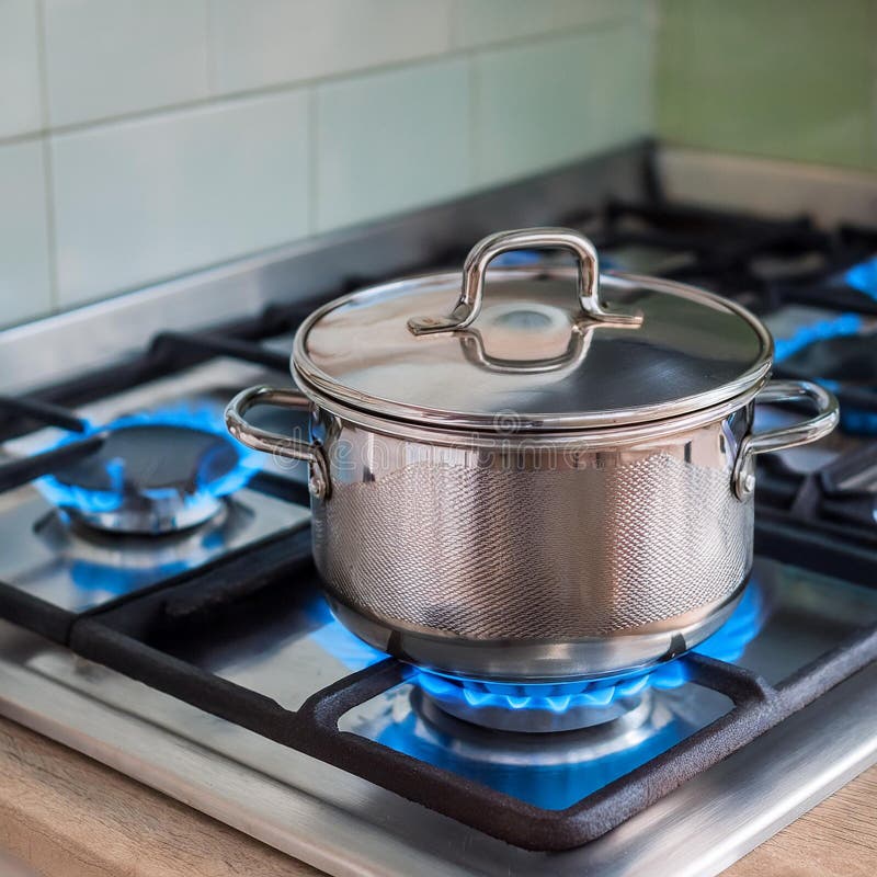 Pot on the Gas Stove. Cooking on a Gas Stove Stock Illustration ...