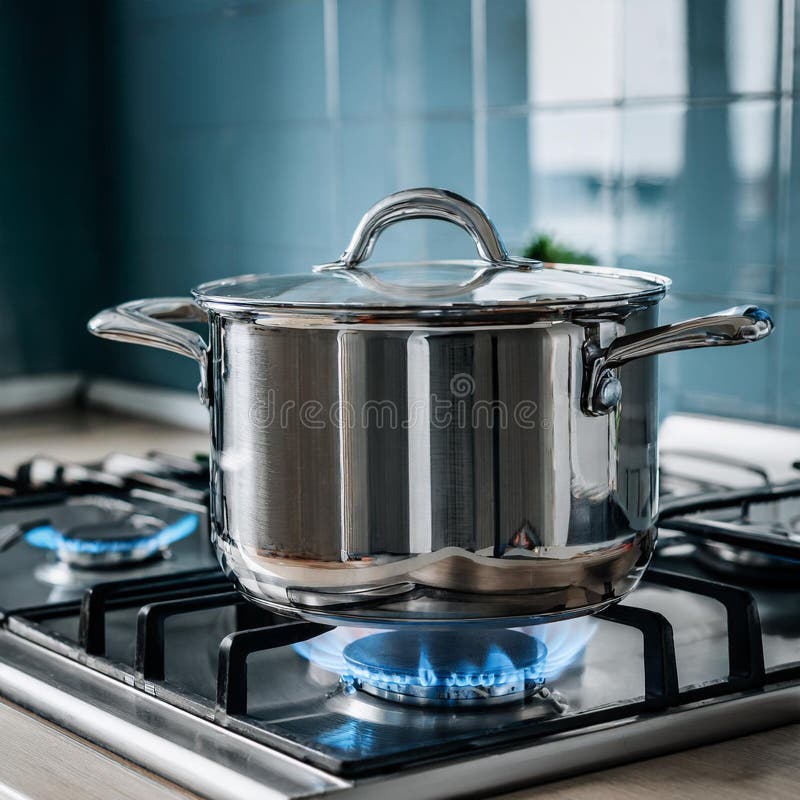 Pot on the Gas Stove. Cooking on a Gas Stove Stock Illustration ...