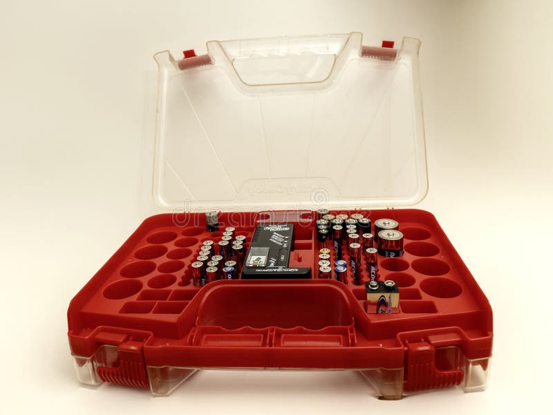 Plastic Dispenser for Batteries Editorial Stock Photo - Image of ...