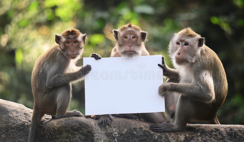 Monkeys holding sign stock illustration. Illustration of holding ...