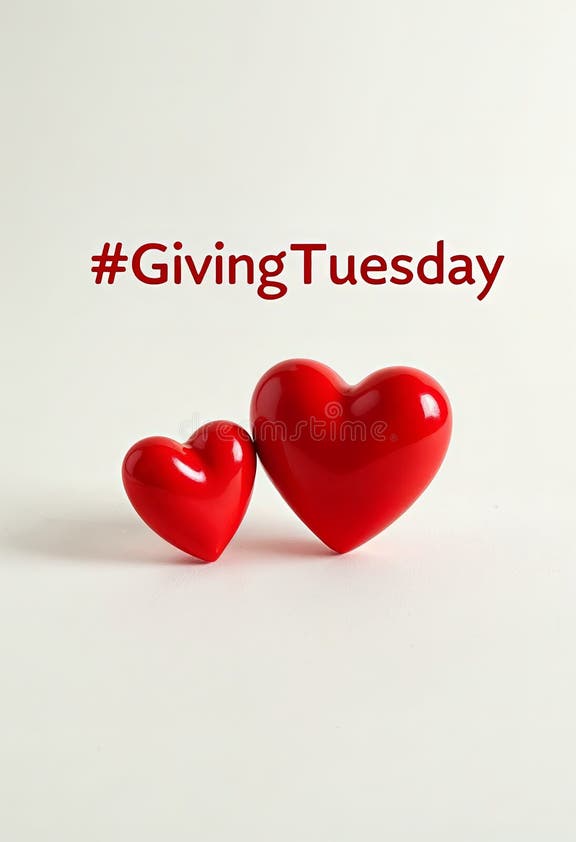 Red Glossy Hearts with #GivingTuesday Text on White Background ...