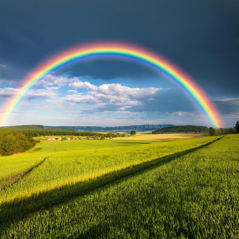 Beautiful Landscape. Double Rainbow Landscape Stock Illustration ...