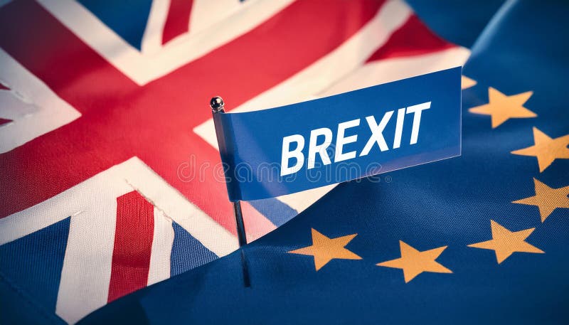 Brexit Referendum Concept with EU and UK Flags and Hand Holding Topical ...