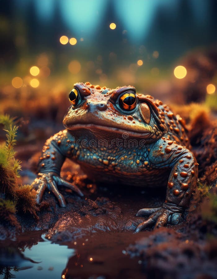 Toad in water cartoon stock photo. Image of portrait - 342470426
