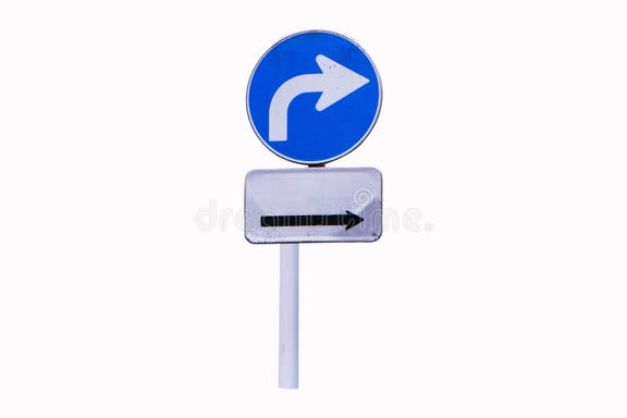 Road Sign for Turn Left Arrow and Blue Allow Pedestrian Sign Isolated ...