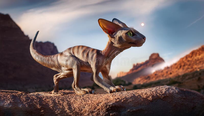 Dinosaur-Shaped Cat in the Jurrasic Park Universe Stock Illustration ...