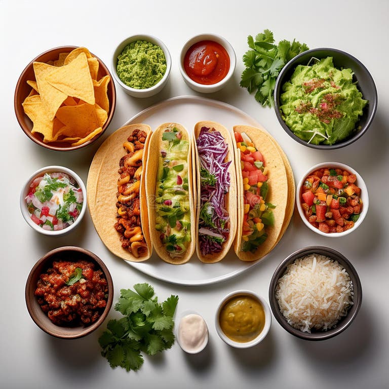 A DIY Taco Bar with an Assortment of Fillings and Toppings, Inviting ...