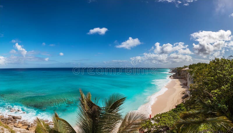 View of the Caribbean Sea in Barbados. Stock Illustration ...