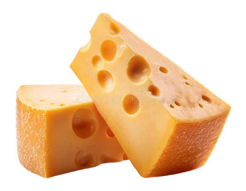 Classic Swiss Emmental Cheese with Signature Holes Isolated on a White ...