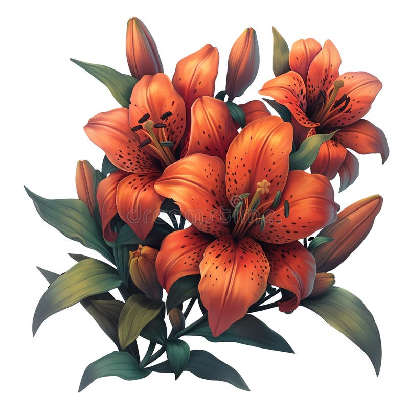 Orange Lilies. Flower Clip Art Transparent Background Stock Image ...