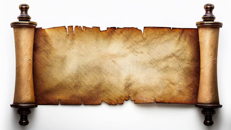 An Ancient Scroll in a Horizontal Position, Unrolled on a White ...