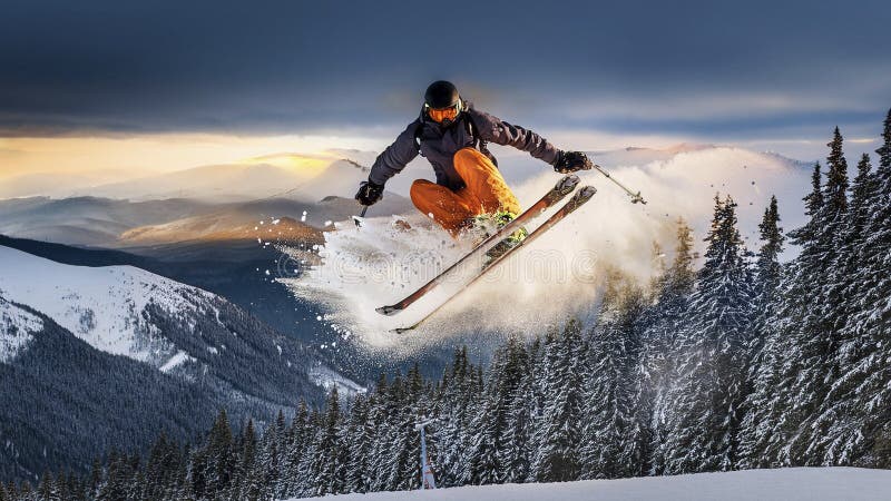 Freeskiing: Thrills of Aerial Adventure Stock Illustration ...