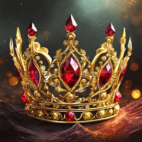 An Imaginary Queen S Crown Made of Gold and Rubies and Titled the Fire ...