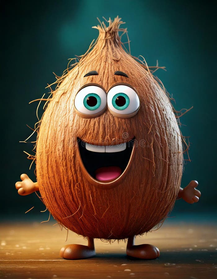 Cheerful Coconut: a Playful Character Stock Illustration - Illustration ...