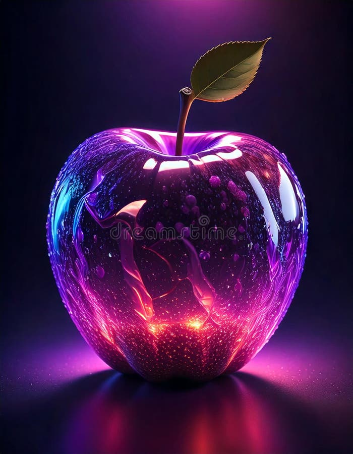 Purple Glow: the Enchanted Apple Stock Illustration - Illustration of ...