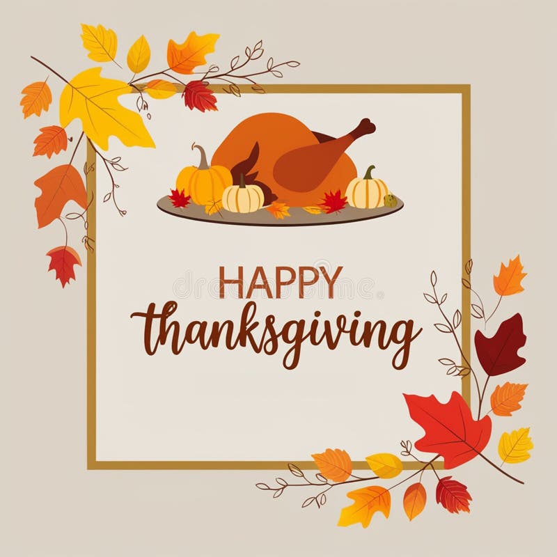 Thanksgiving Day Square Templates with Cute Animals. Mouse, Fox, Turkey ...