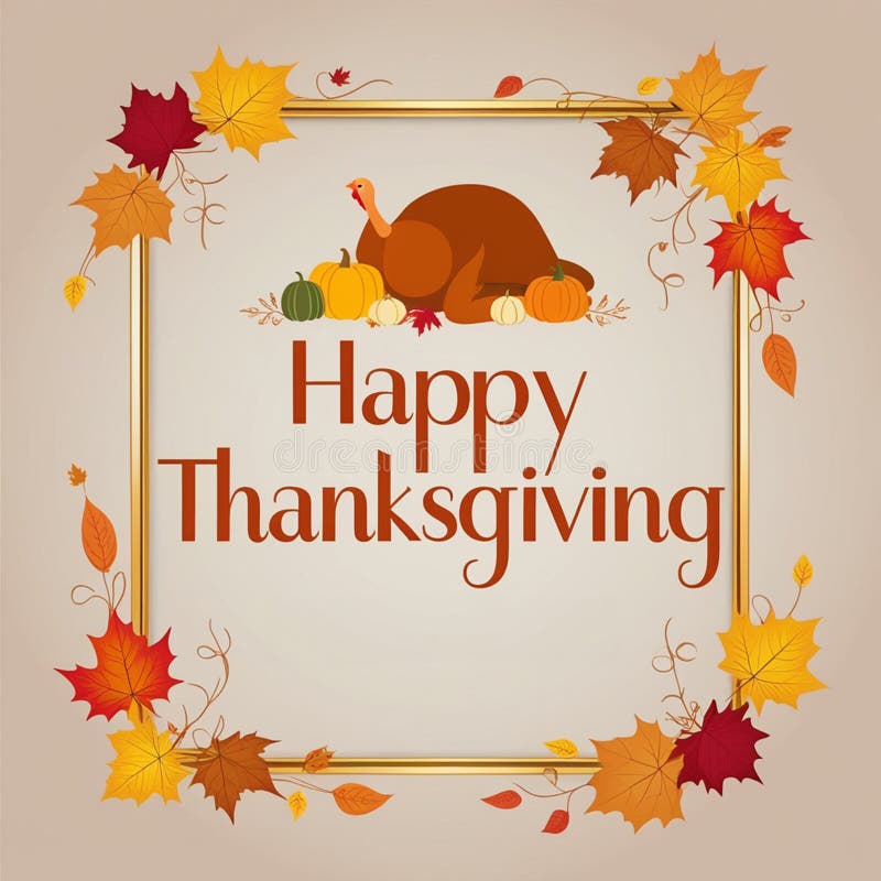 Thanksgiving Day Square Templates with Cute Animals. Mouse, Fox, Turkey ...