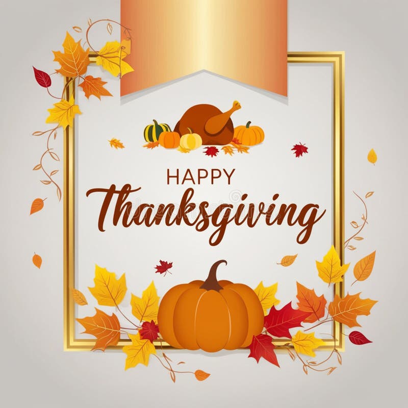 Thanksgiving Day Square Templates with Cute Animals. Mouse, Fox, Turkey ...