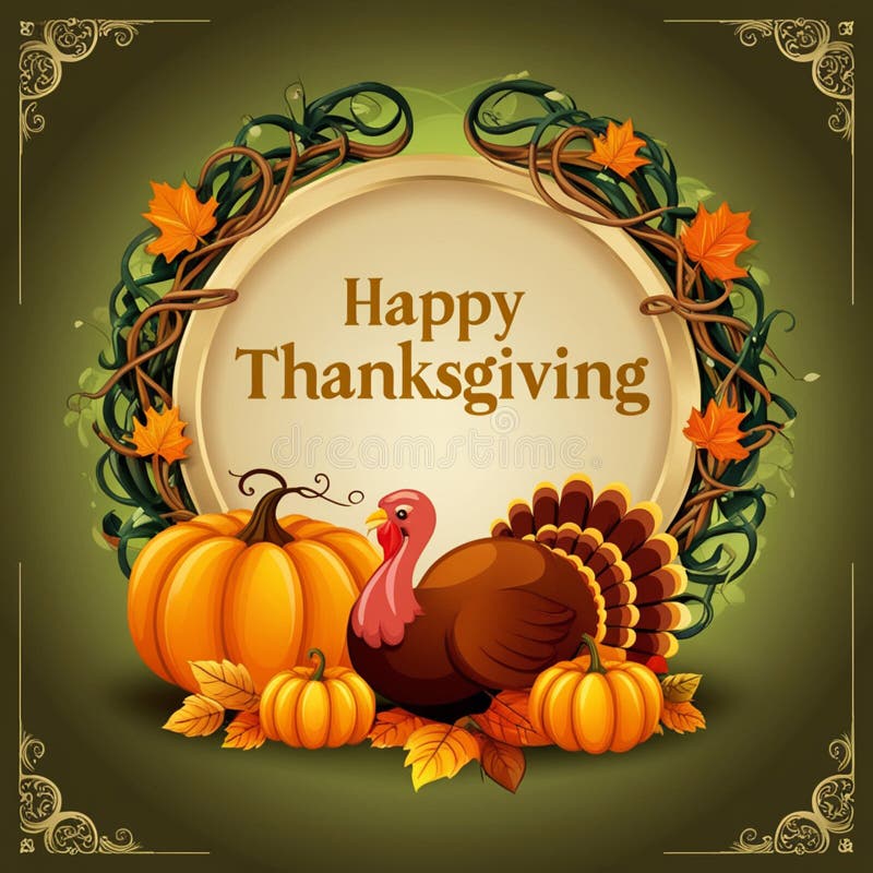 Thanksgiving Day Square Templates with Cute Animals. Mouse, Fox, Turkey ...