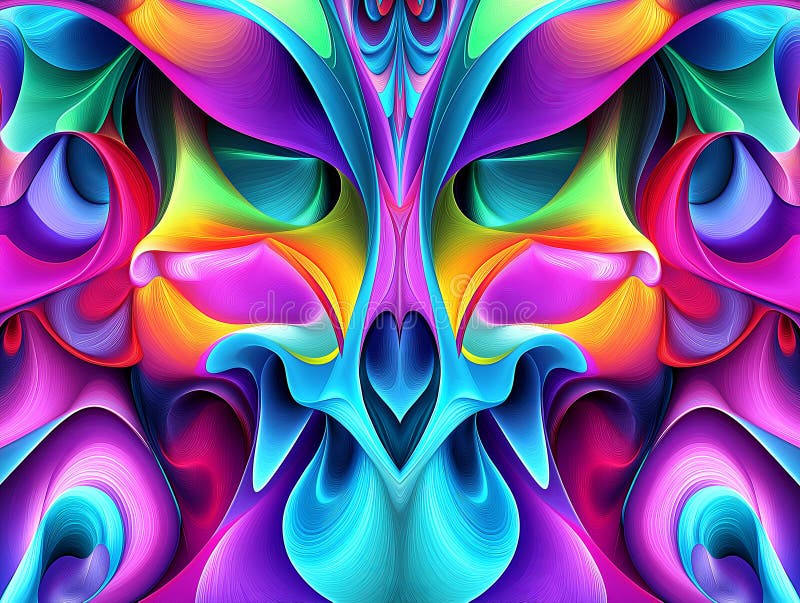 Abstract Psychedelic Art with Bright Neon Swirls. Colorful Pattern ...