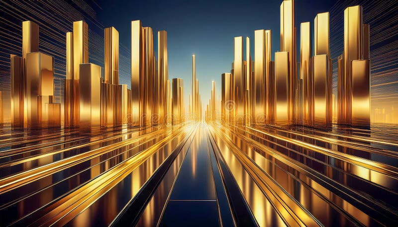 Futuristic City Background Metallic Gold Texture Speed Surfaces Stock ...