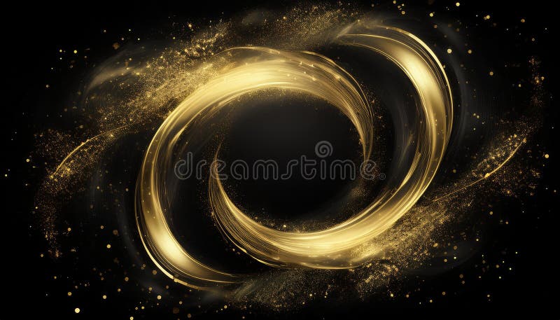 Lack Abstract Gold Luxury Background with a Spiral of Smoke and Motion ...