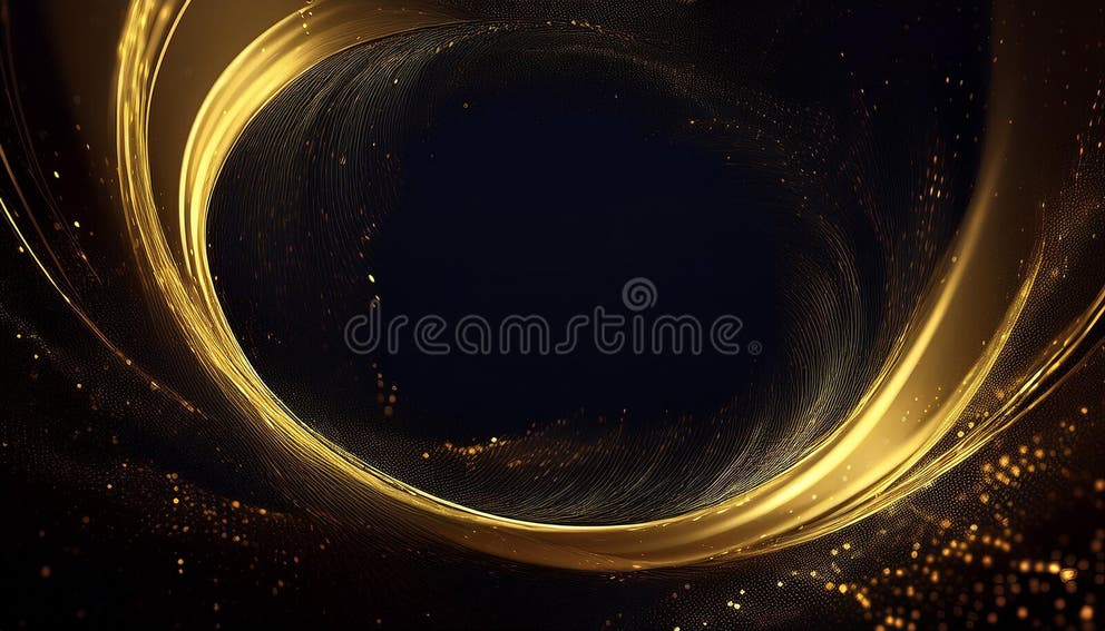 Lack Abstract Gold Luxury Background with a Spiral of Smoke and Motion Blurred Generated Image ...