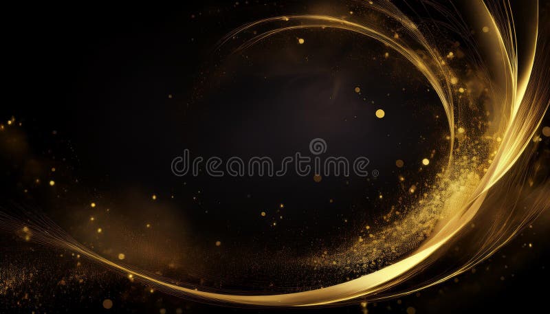 Lack Abstract Gold Luxury Background with a Spiral of Smoke and Motion ...
