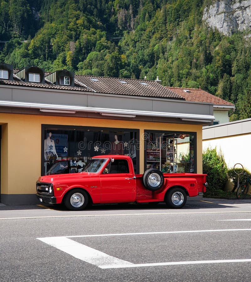 Red Chevrolet Truck Parked on the Street Editorial Stock Image - Image ...