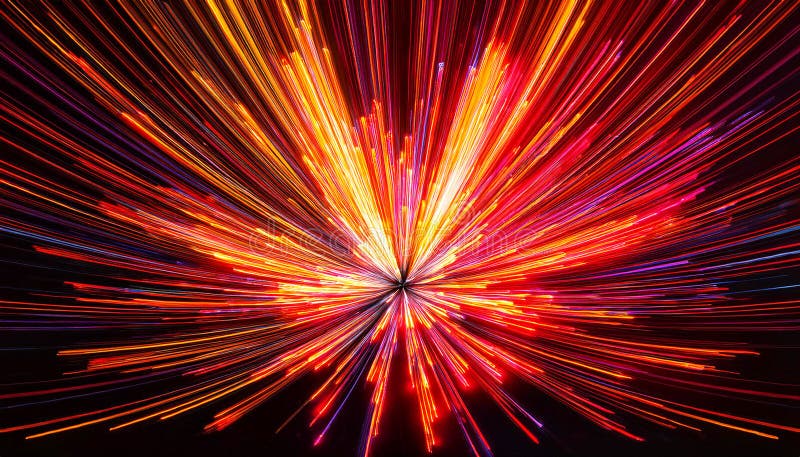 Colorful Neon Explosion, Featuring Vibrant Rays of Red Radiating ...