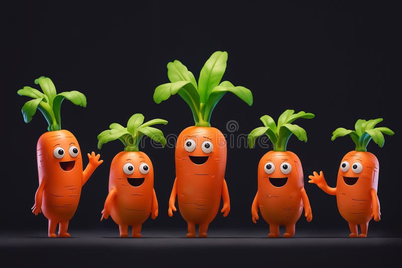 Stop Motion Animation Carrots with Happy Faces Stock Illustration ...