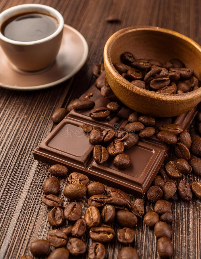 Coffee and Chocolate. Aromatic Chocolate - Chocolate with Coffee Beans ...