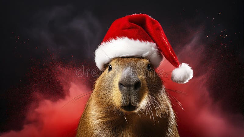 Capybara in a Christmas Hat: Celebrating the Joy of Holidays Stock ...