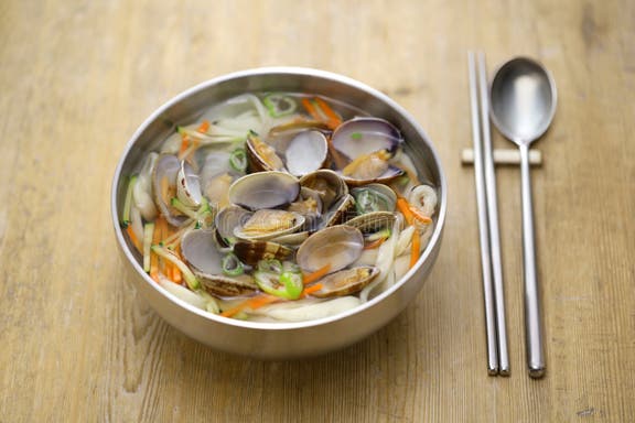 Korean Noodle Soup with (Bajirak Kalguksu) Stock Photo - Image of dish ...