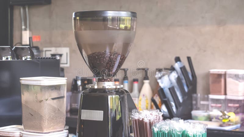 Electric Coffee Machine and Black Case with Grinder Container on ...