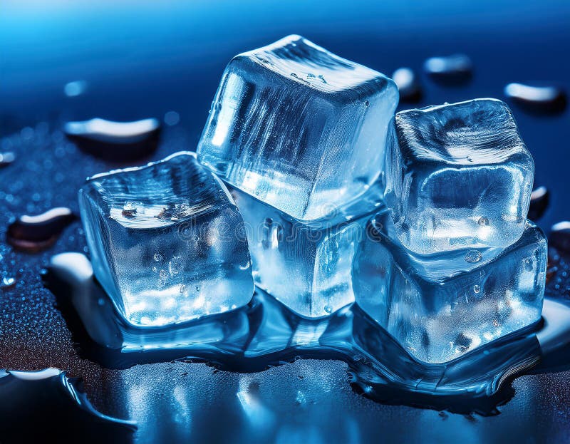 Blue Ice. Melting Ice Cubes Shot Using Blue Gels Stock Illustration ...