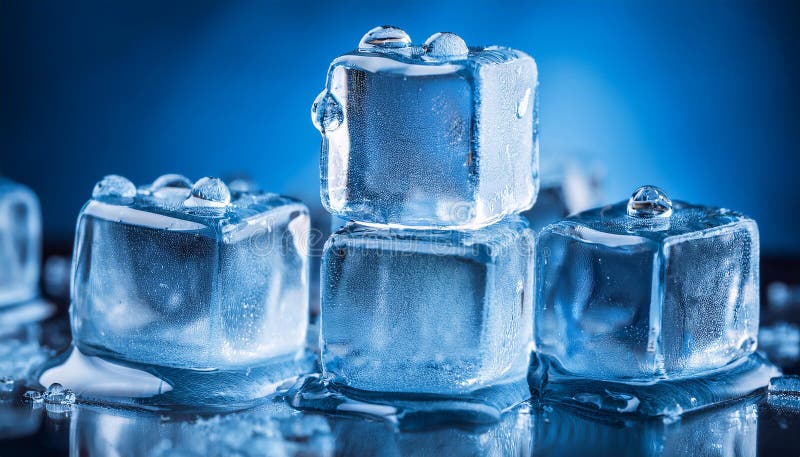 Blue Ice. Melting Ice Cubes Shot Using Blue Gels Stock Illustration ...