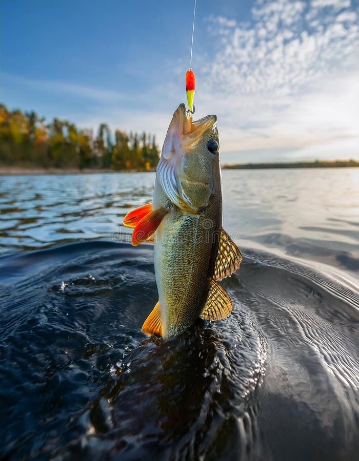 Walleye Fishing. Close Up Shot of a Walleye Being Caught Stock ...